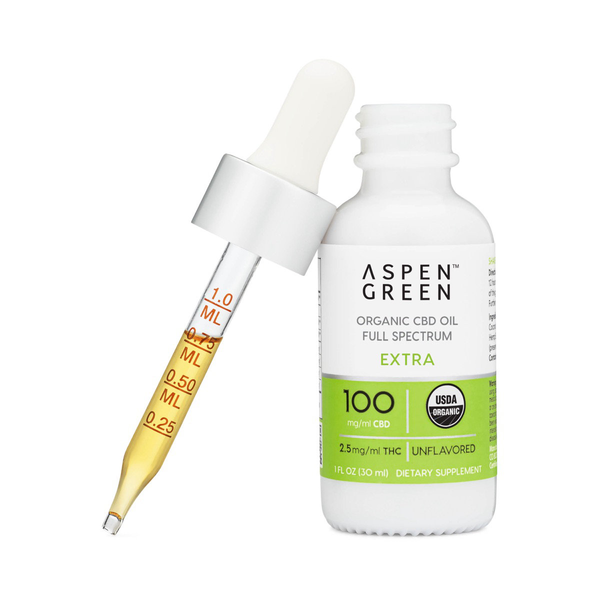 Extra Organic Full Spectrum CBD Oil - Unflavored - Aspen Green